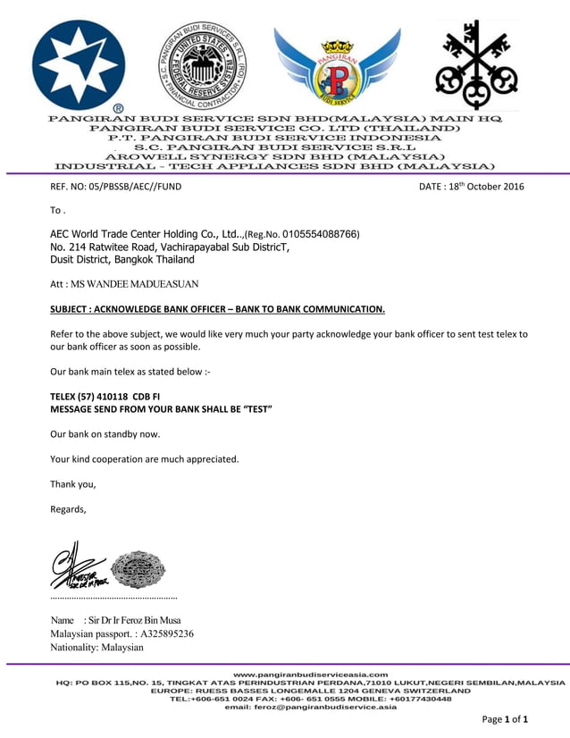 ACKNOWLEGDE BANK TELE AEC | PDF