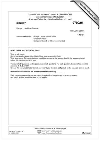 16-page biology exam paper | PDF