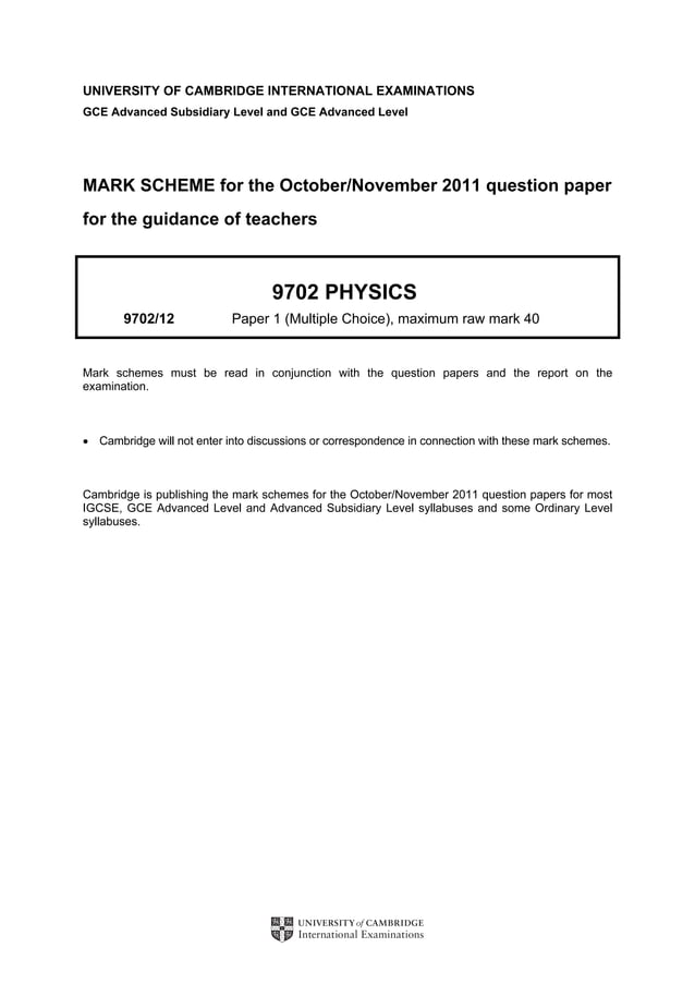 9702 w11 ms_12 | PDF | Educational Assessment | Education