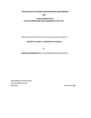 EXECUTIVE SUMMARY, MSc Project | PDF