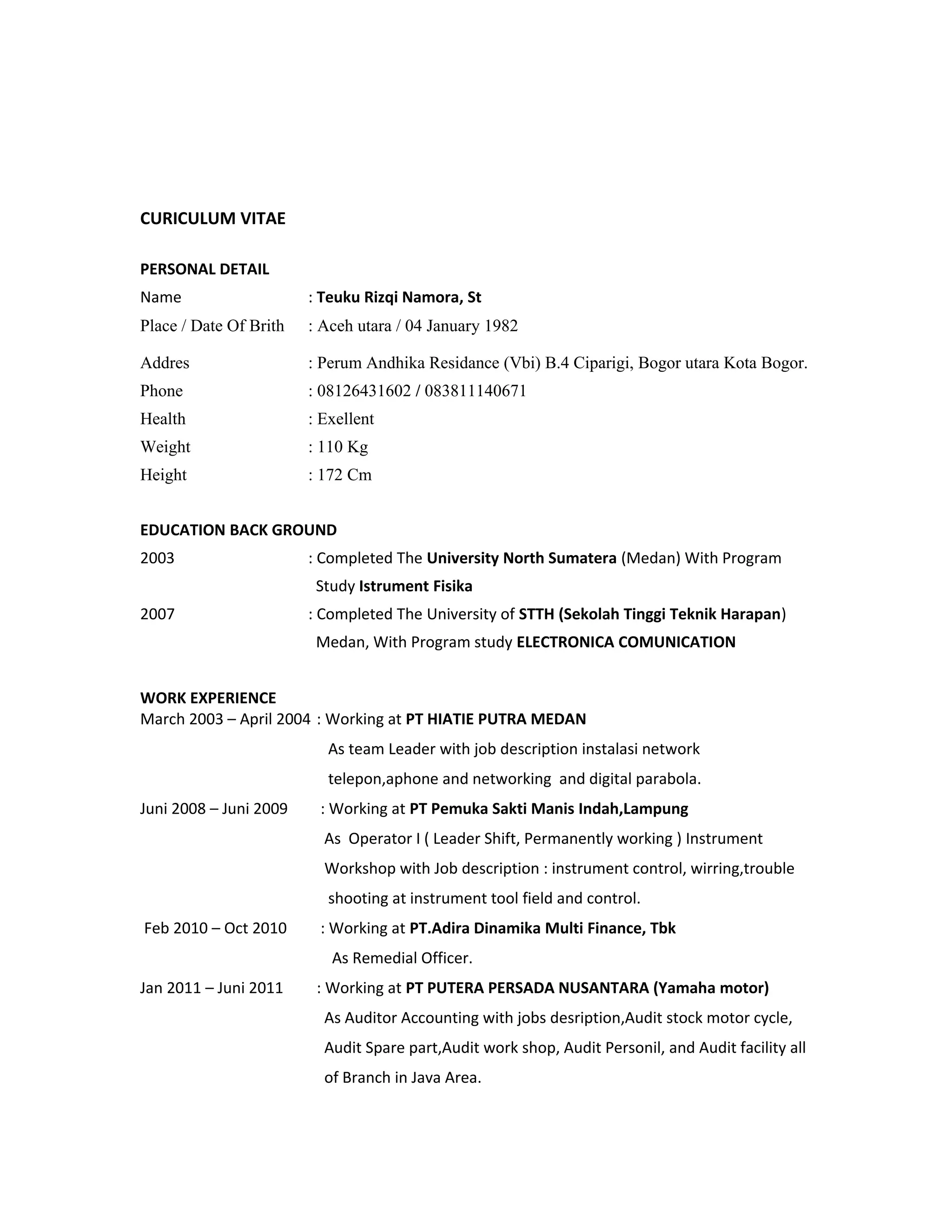 CV Rizqi new | DOC | Careers