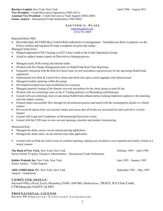 sal resume4 | DOC | Business Banking & Finance | Business