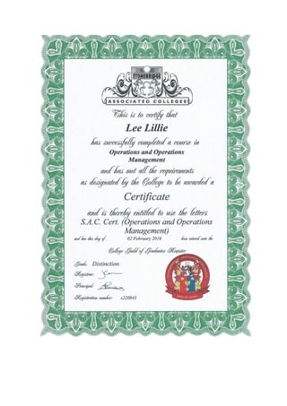 4. Operations and Operations Management Course Certificate | PDF