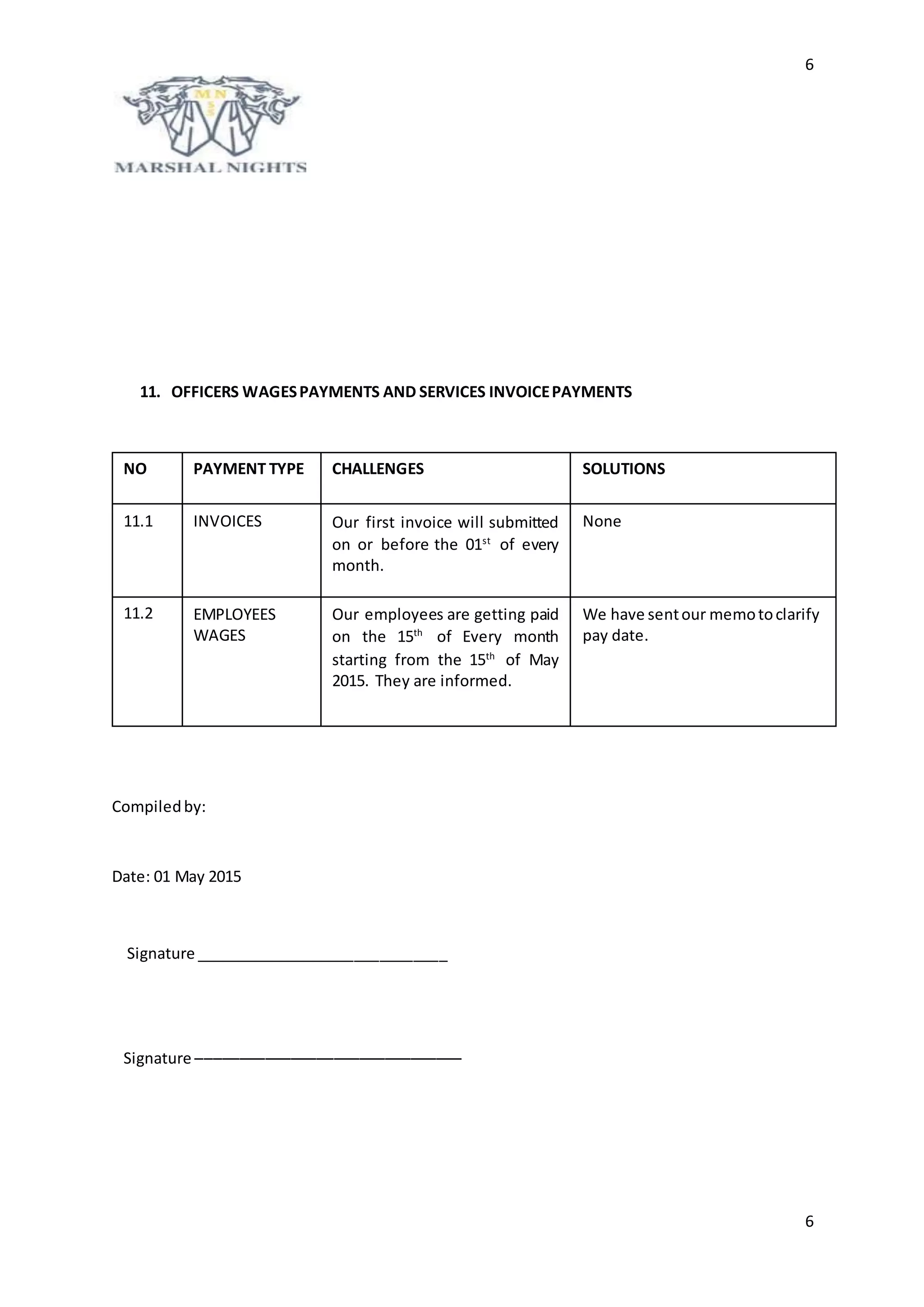 OPERATIONS MONTHLY REPORT | DOCX