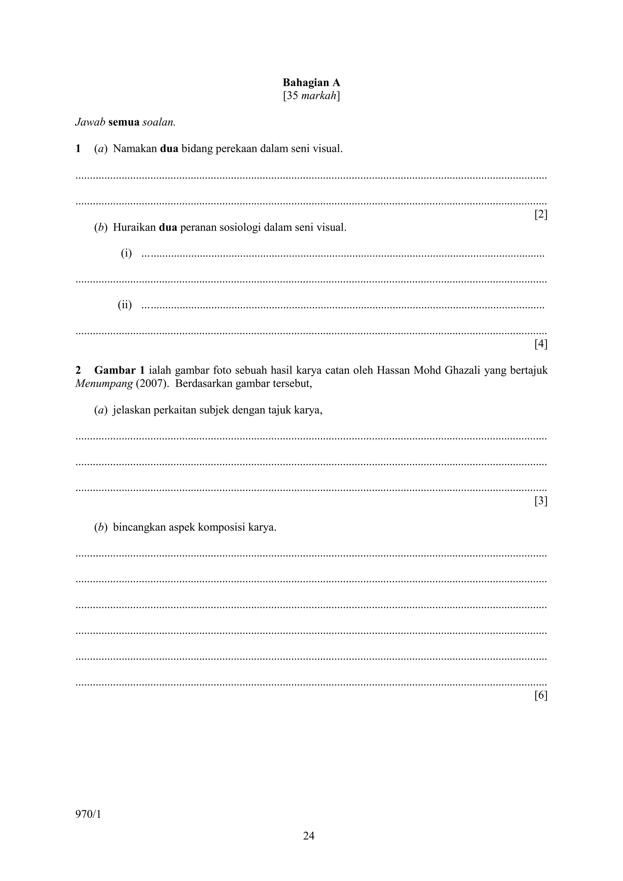 970 Sukatan Pelajaran Seni Visual STPM (Baharu) | PDF