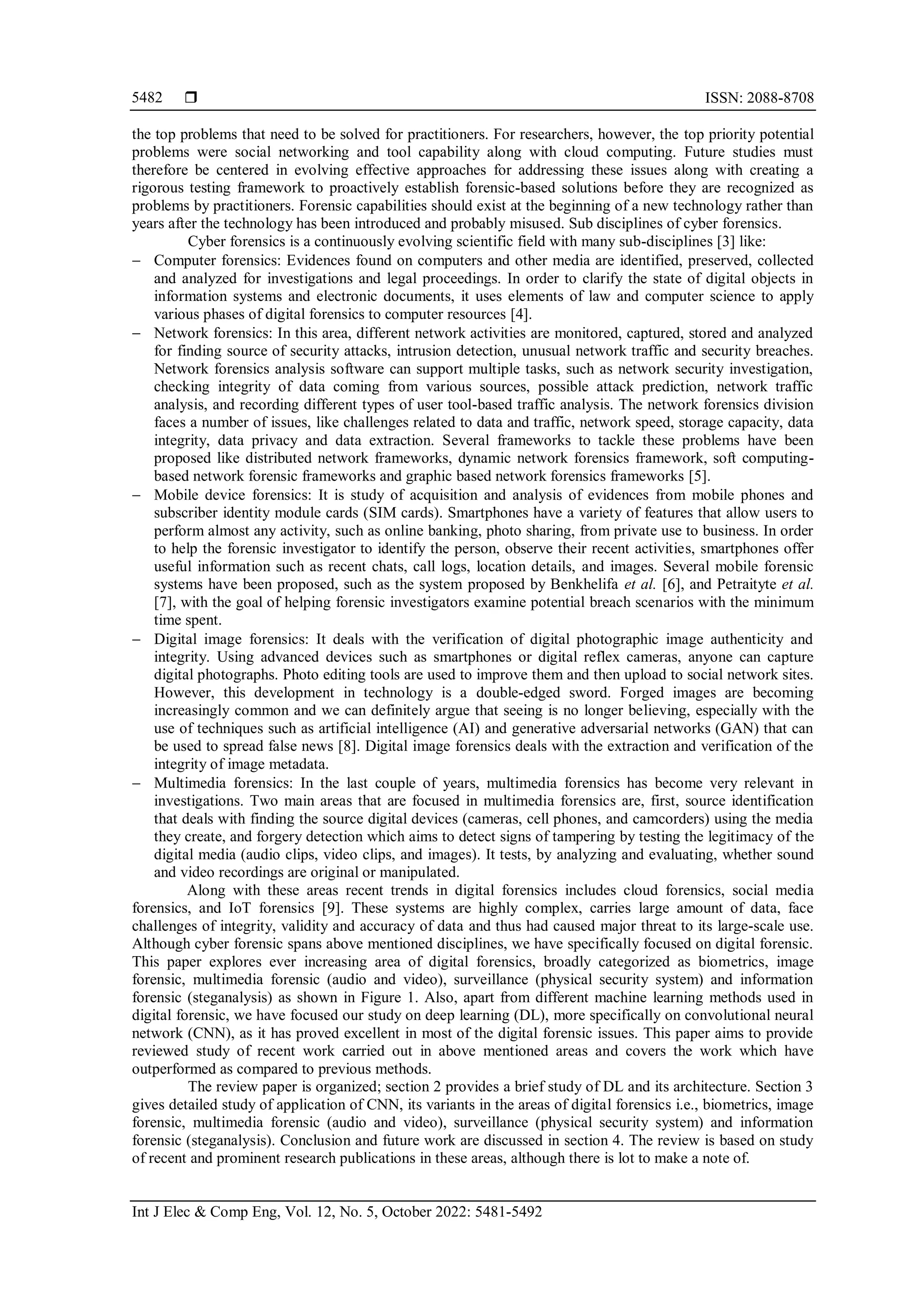 Review on effectiveness of deep learning approach in digital forensics ...