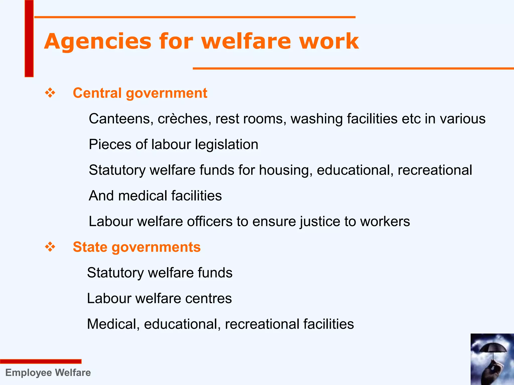 Employee-Welfare.ppt | Government Support and Welfare | Financial ...