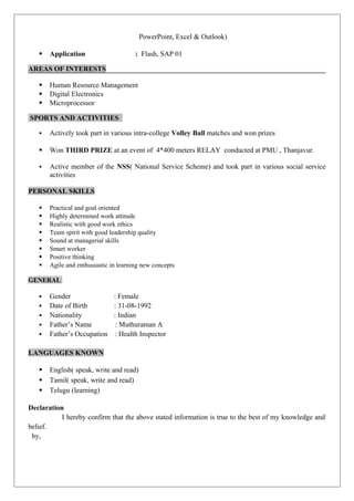 resume of geetha | DOC