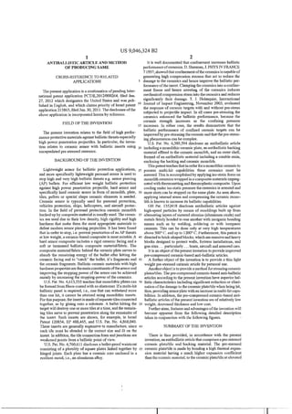 US PATENT ANTI BALLISTIC AETICLES כליאה תרמית | PDF