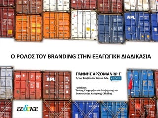 ΕΕΔΕΚΕ Γιάννης Αρζομανιδης Branding και Εξαγωγές | PPT
