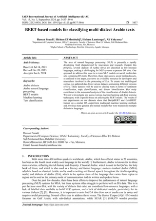 BERT-based models for classifying multi-dialect Arabic texts | PDF