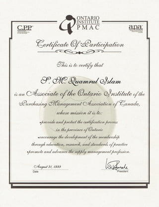 PMAC Certificate | PDF