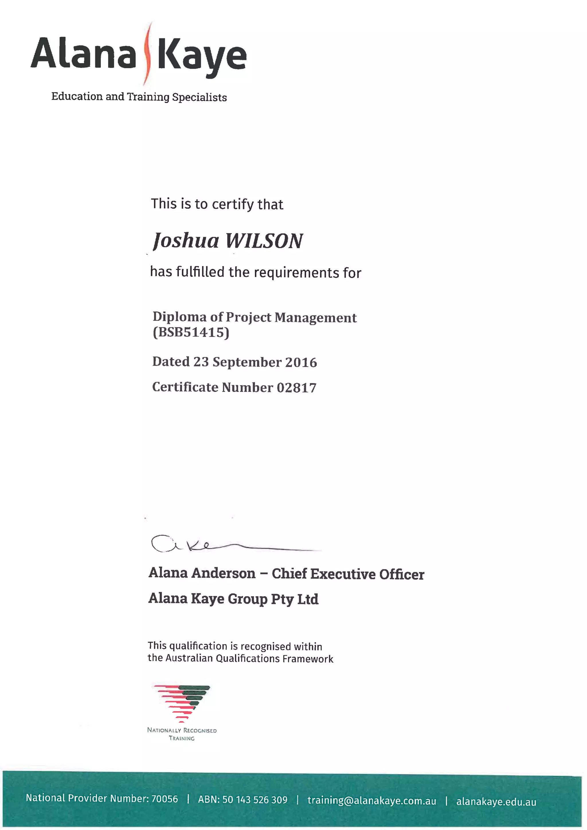 Diploma of Project Management Certificate | PDF