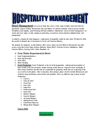 Hospitality Industry Introduction and Career | PDF