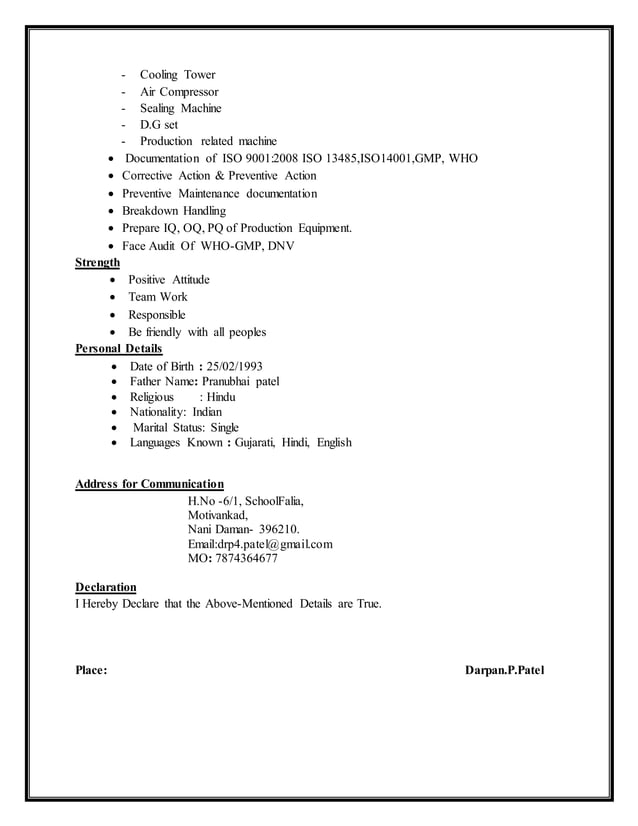 CV Darpan patel | DOCX