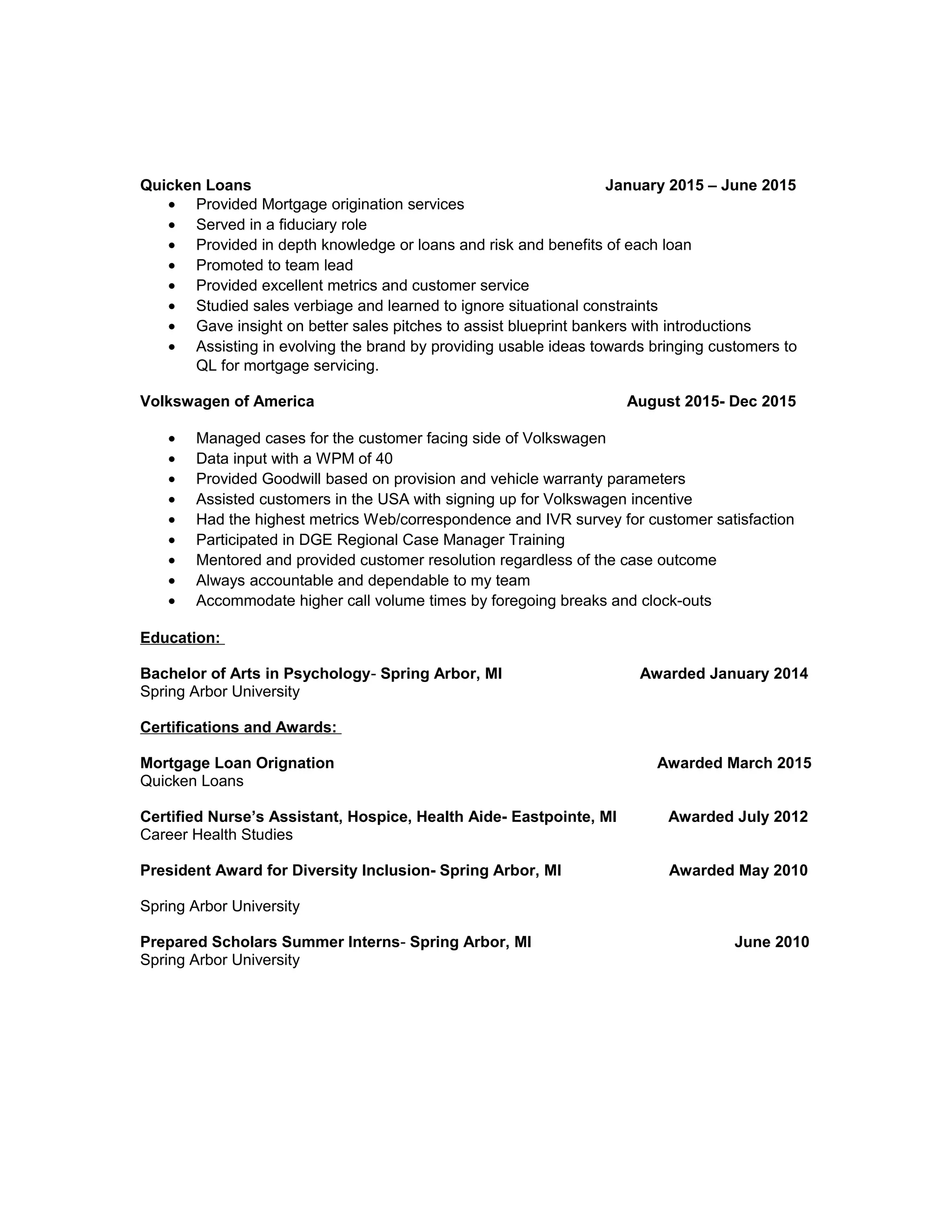 2015 Resume JJoshua | DOC | Business | Business and Finance