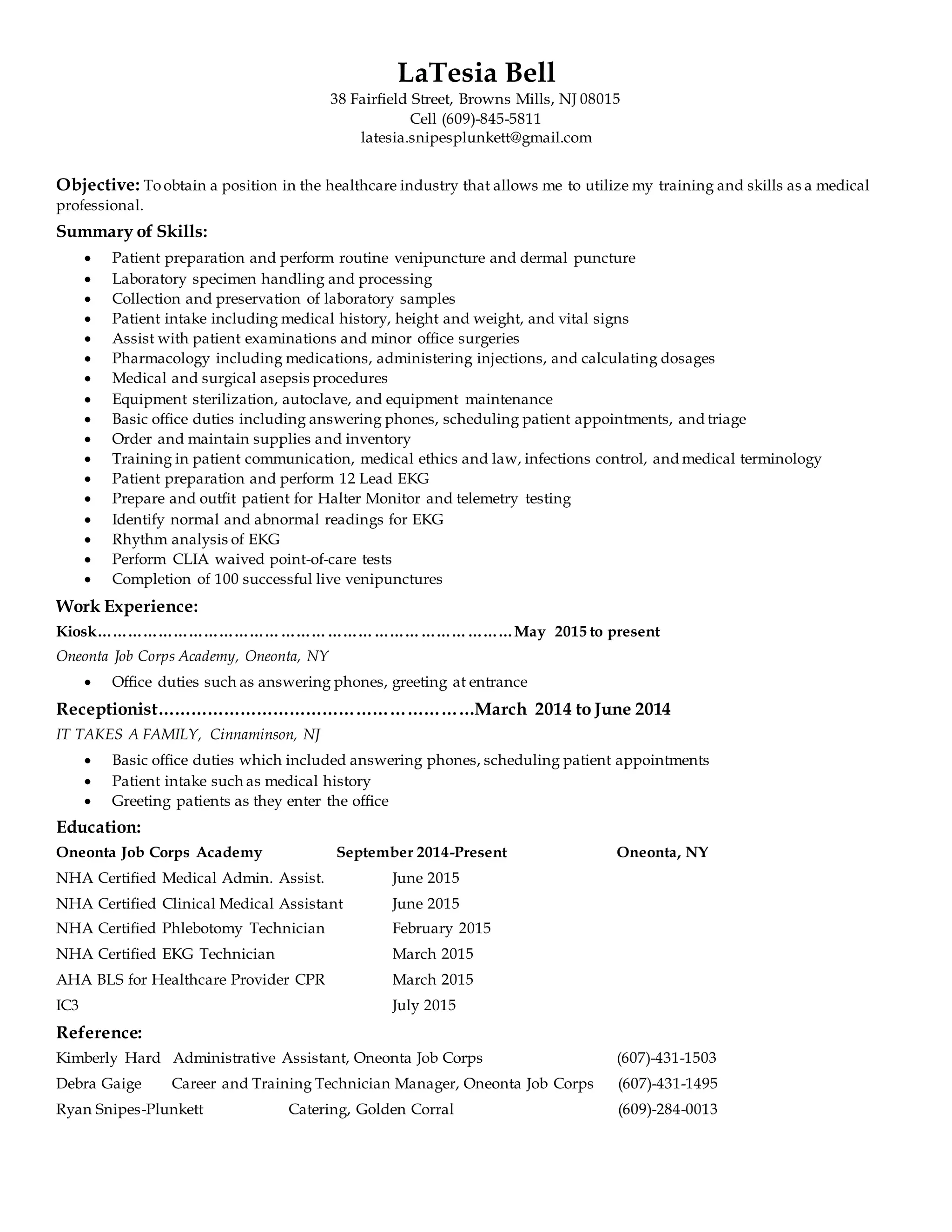 Bell Resume 1 | DOCX