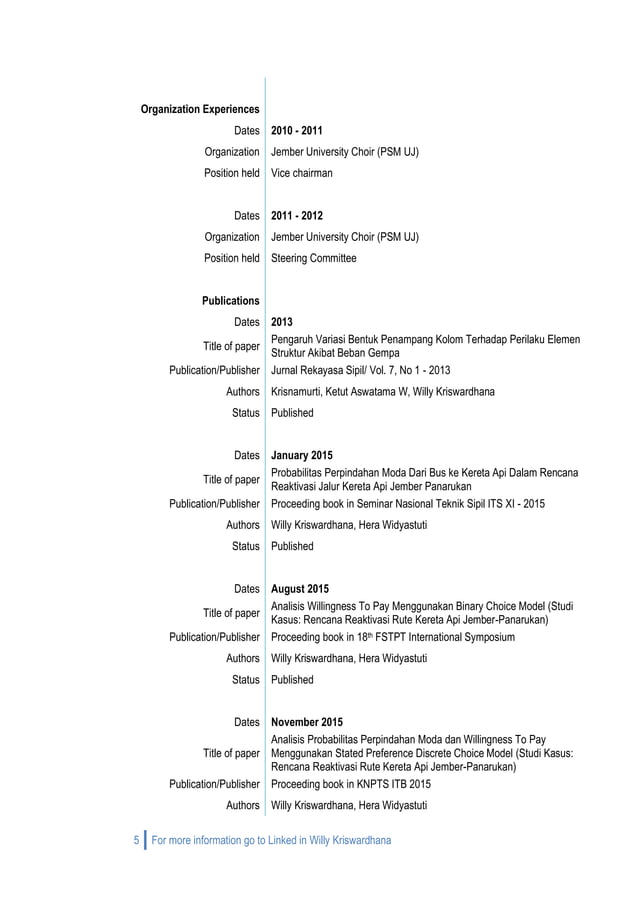 CV (ENG) - WILLY KRISWARDHANA | PDF | Civil Engineering Industry ...