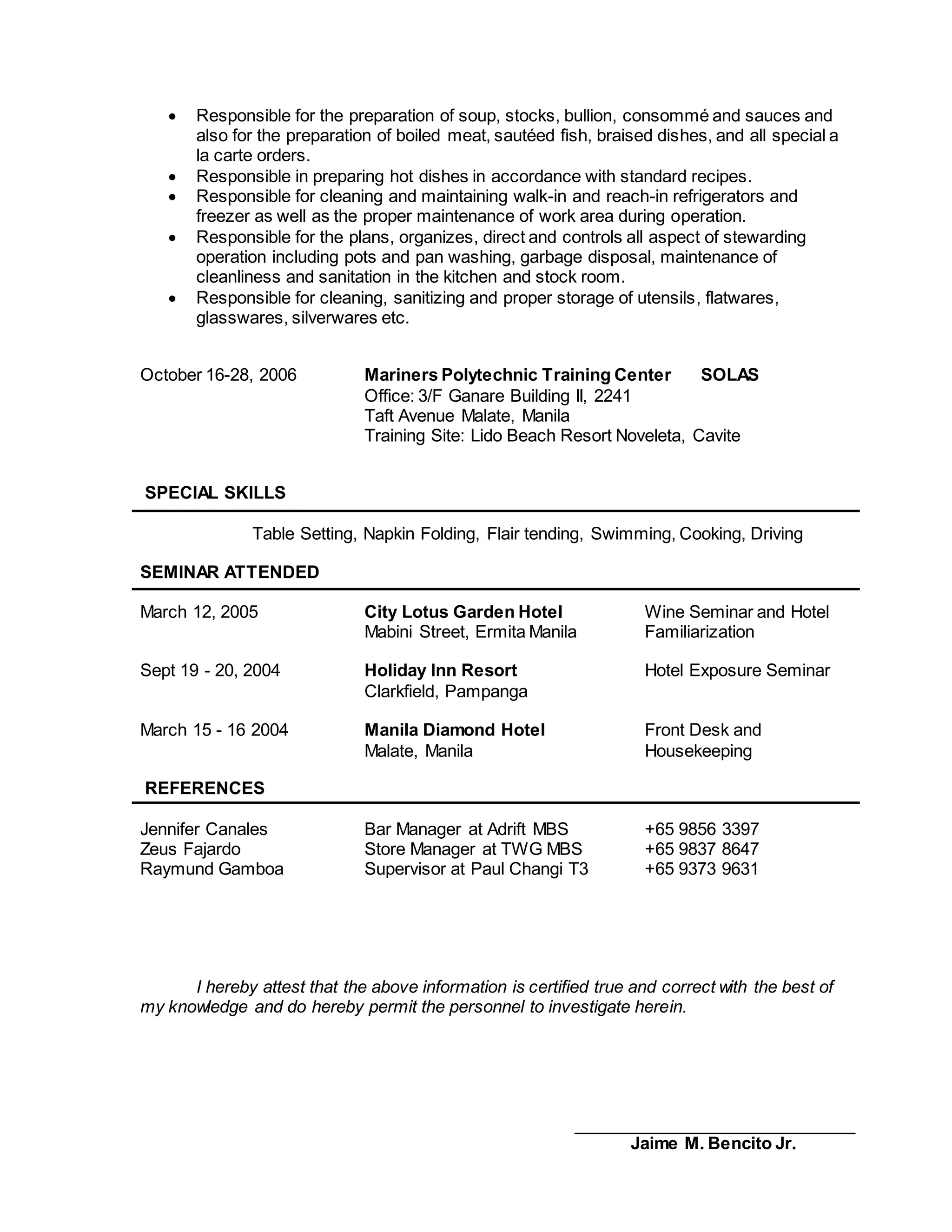Curriculum Vitae - Jaime Bencito Jr. | DOCX