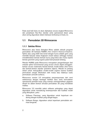 Solusi Praktis Pemodelan 3D Menggunakan Rhineceros 3.0 | PDF