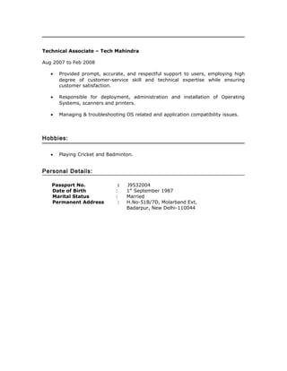 Dinesh_Resume | DOC | IT and Internet Support | Internet