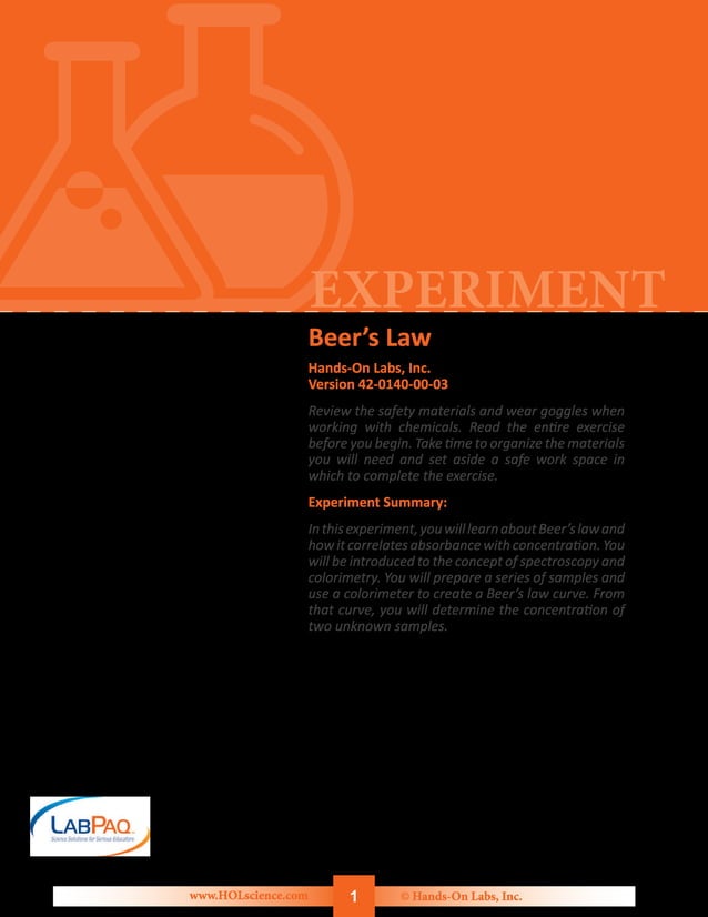 Beers Law Lab Experiment Pdf