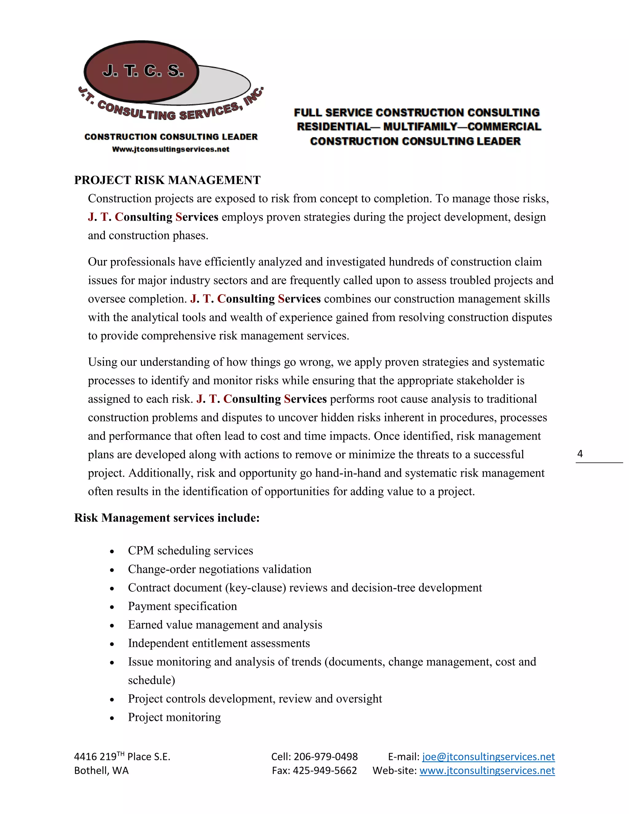 03 CONSTRUCTION OWNERS REP INFORMATION | PDF