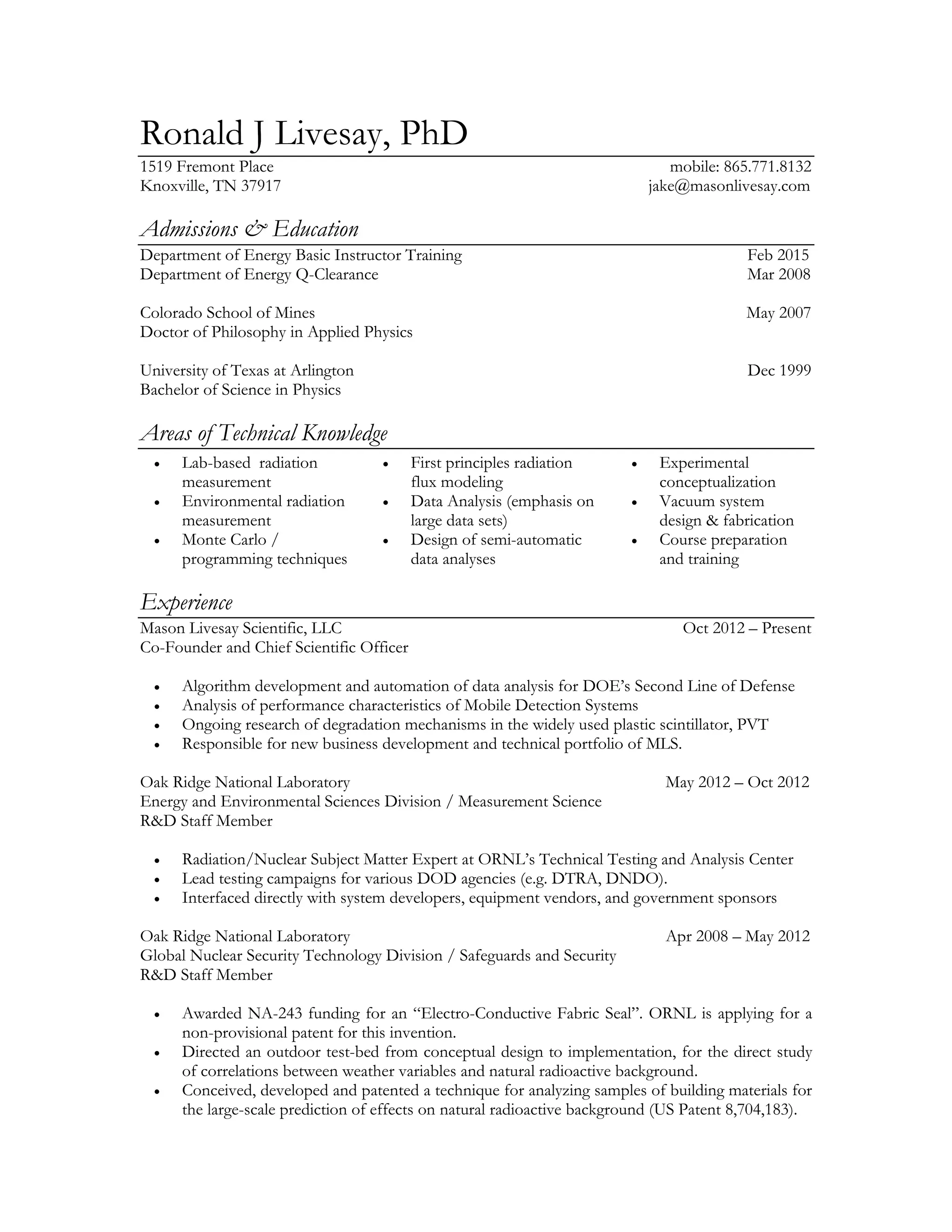 Livesay_CV_UTD | PDF