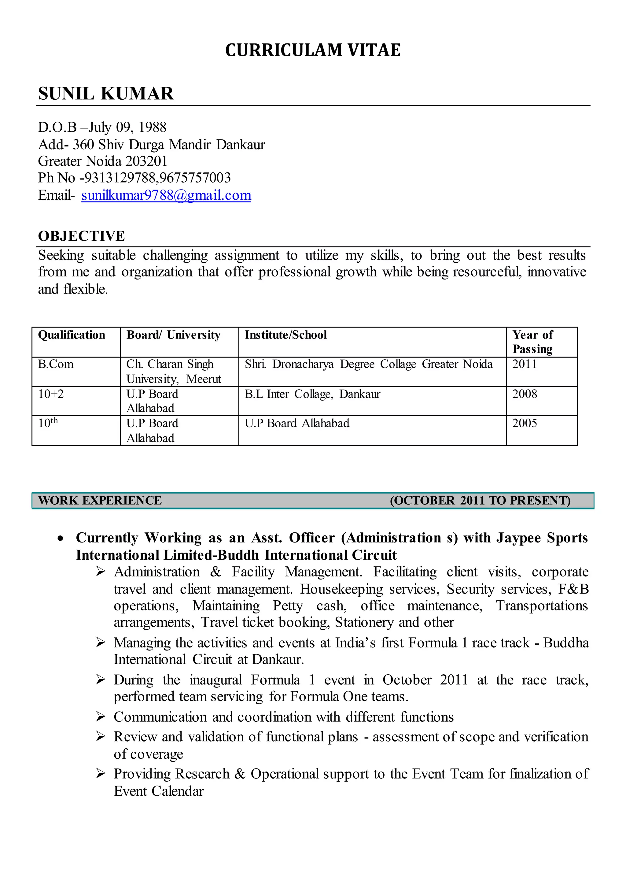 CV SUNIL KUMAR new | PDF