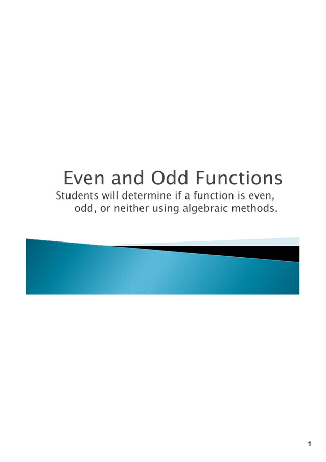 1-06 Even and Odd Functions Notes | PDF