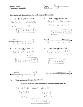 1-13 Inequalities HW Key | PDF