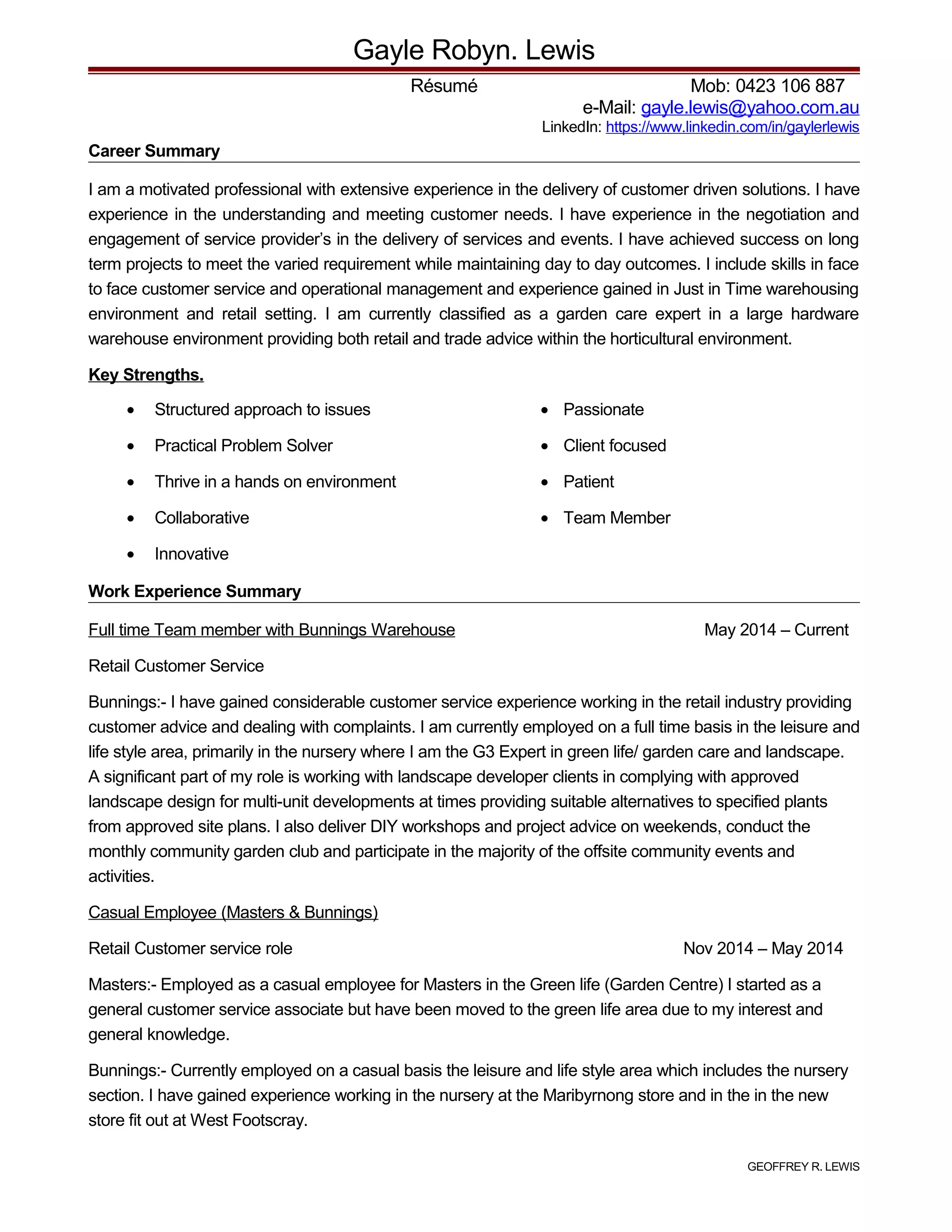 Gayle Lewis Resume Nov 2016 | DOC