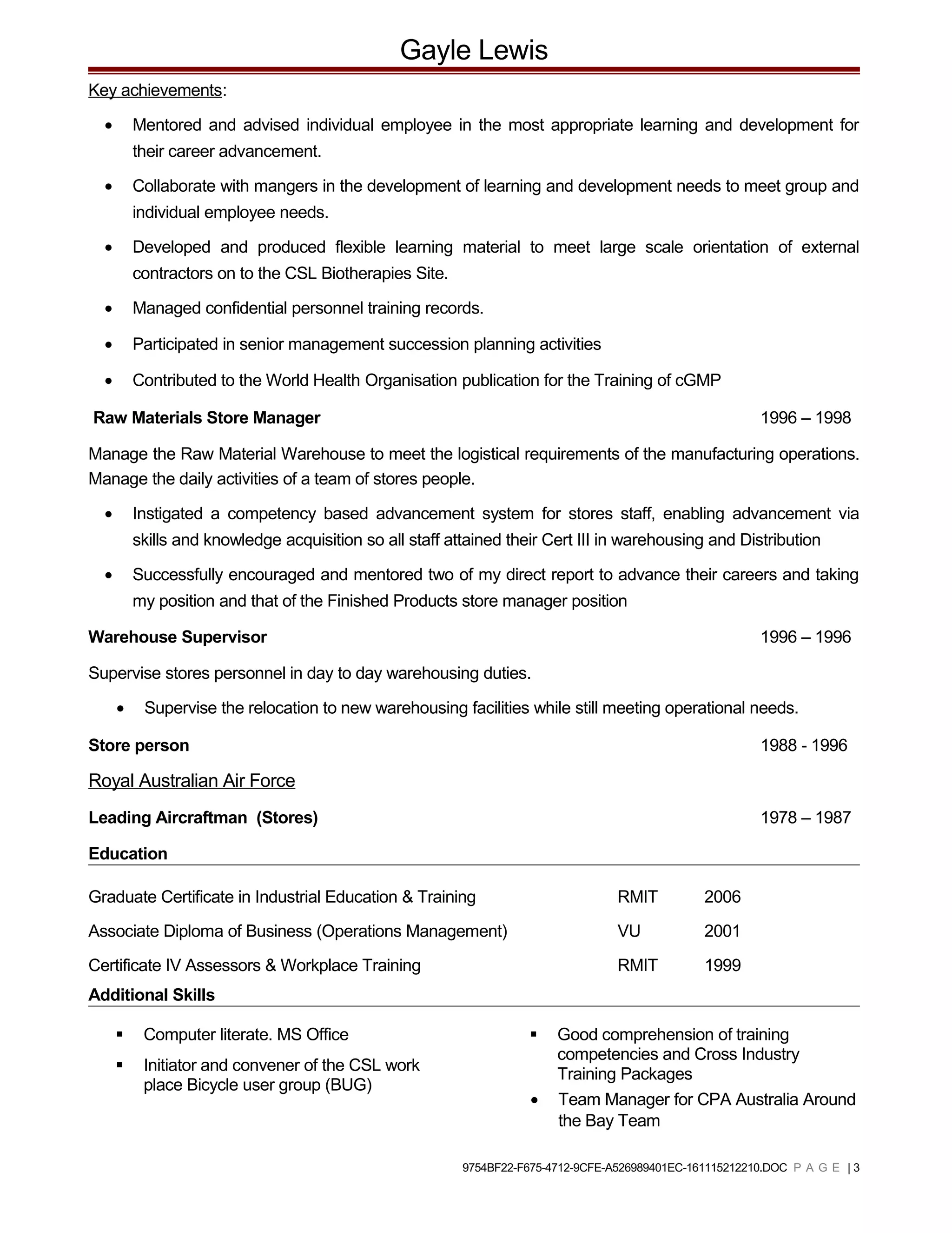 Gayle Lewis Resume Nov 2016 | DOC