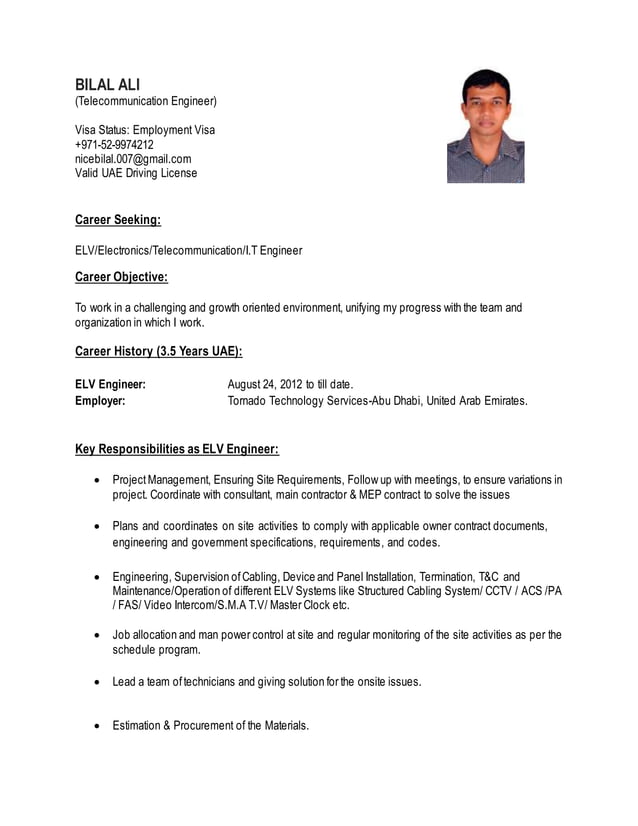 BILAL ALI CV | DOCX | Civil Engineering Industry | Industries