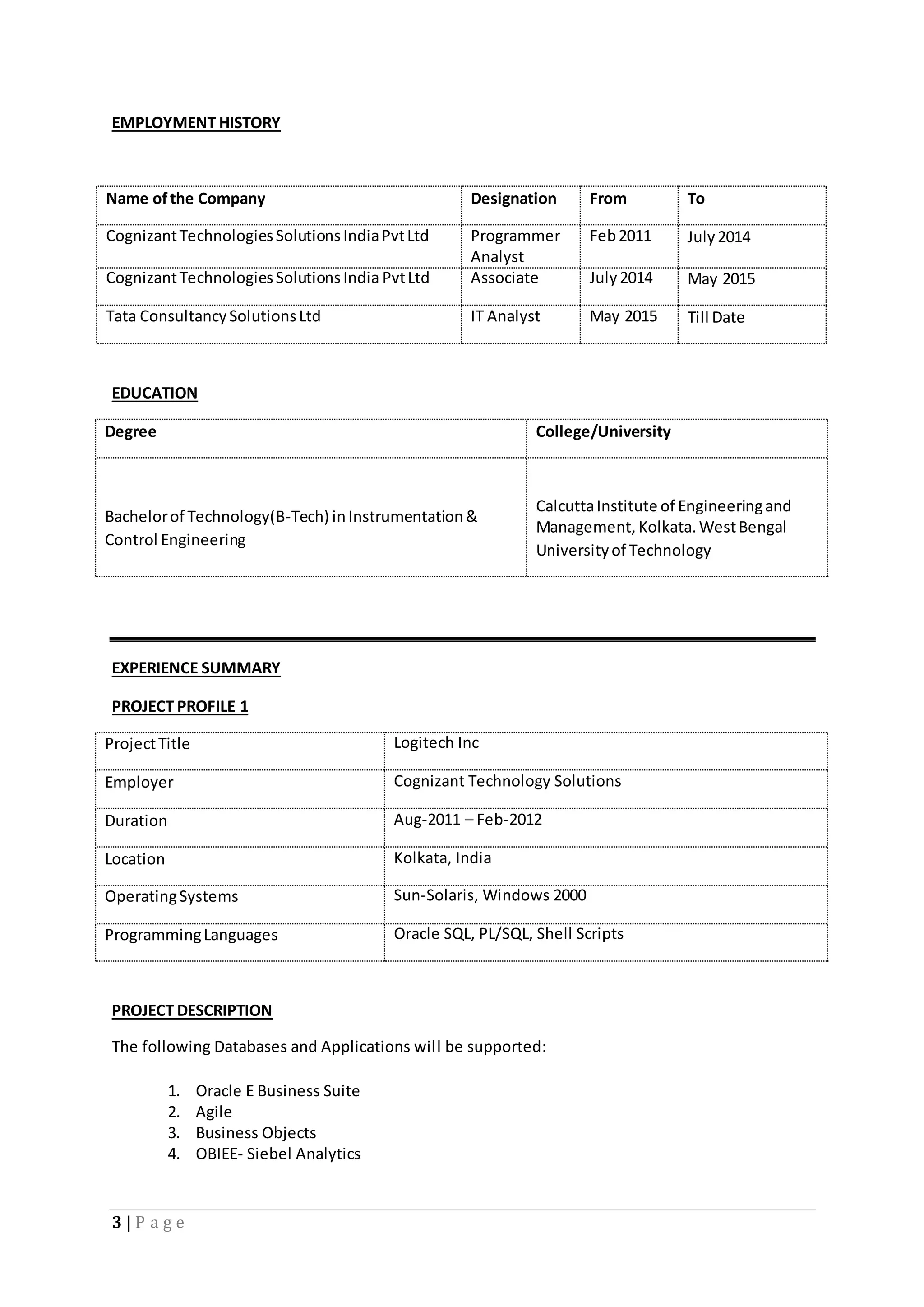 Goutam_Pal_Resume | DOCX | Databases | Computer Software and Applications