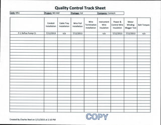 7-12-13 Contech Quality Control Track Sheet | PDF