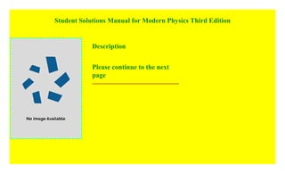 Student Solutions Manual for Modern Physics Third Edition textbook$@@ | PDF