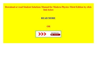 Student Solutions Manual for Modern Physics Third Edition textbook$@@ | PDF