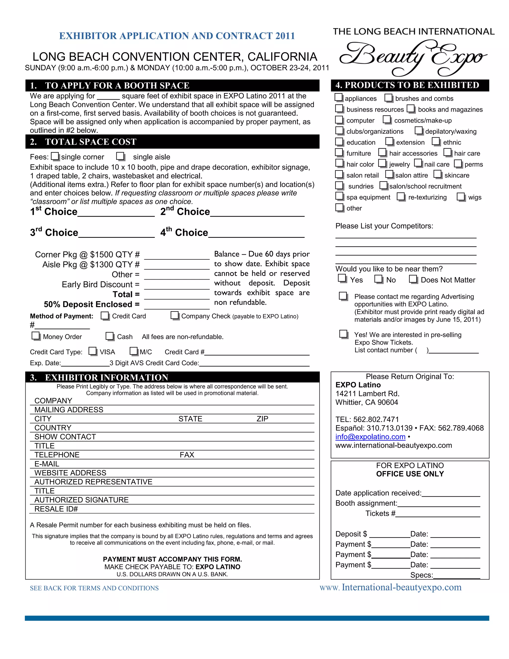 EXHIBITOR APPLICATION AND CONTRACT | PDF