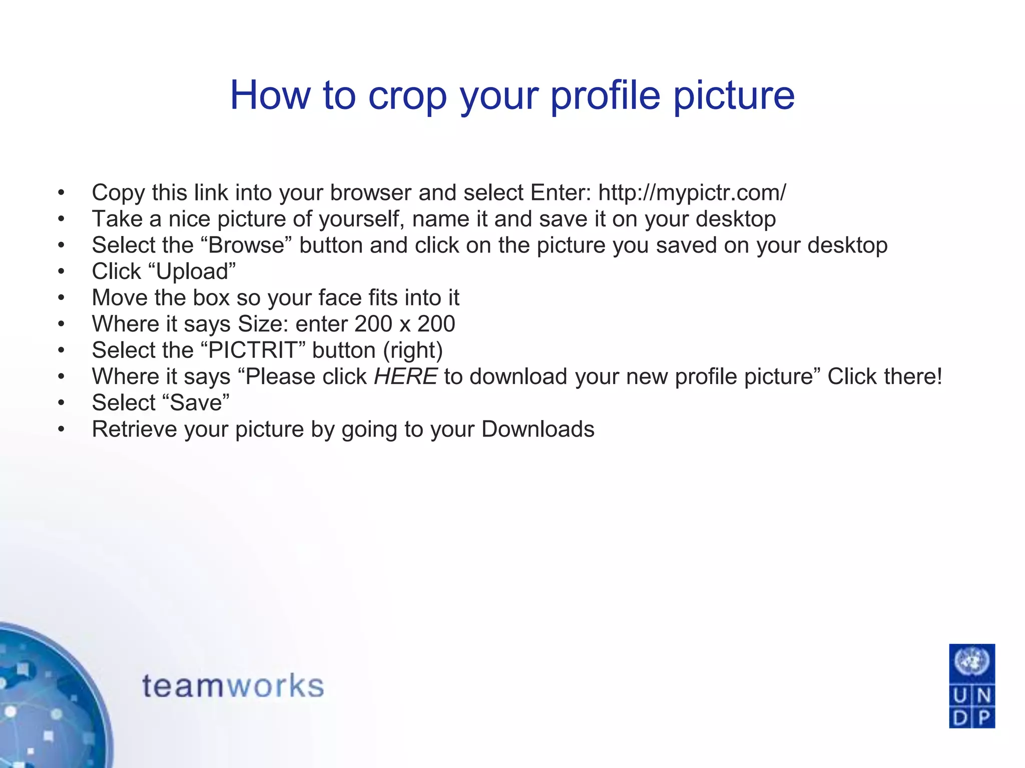 Cropping Teamworks Profile Picture | PPT