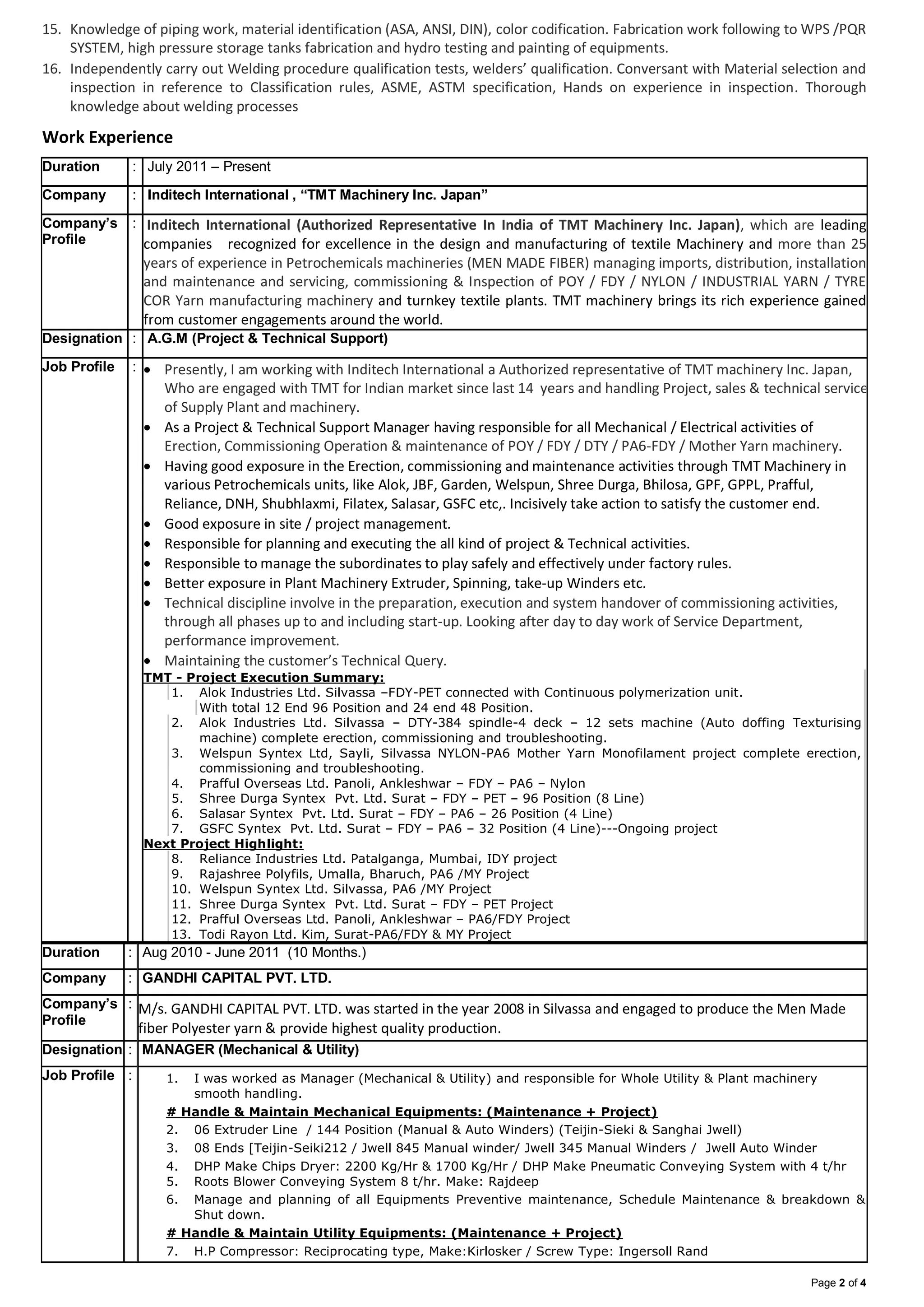 Detail Work Profile_Bhargav Thakkar | PDF