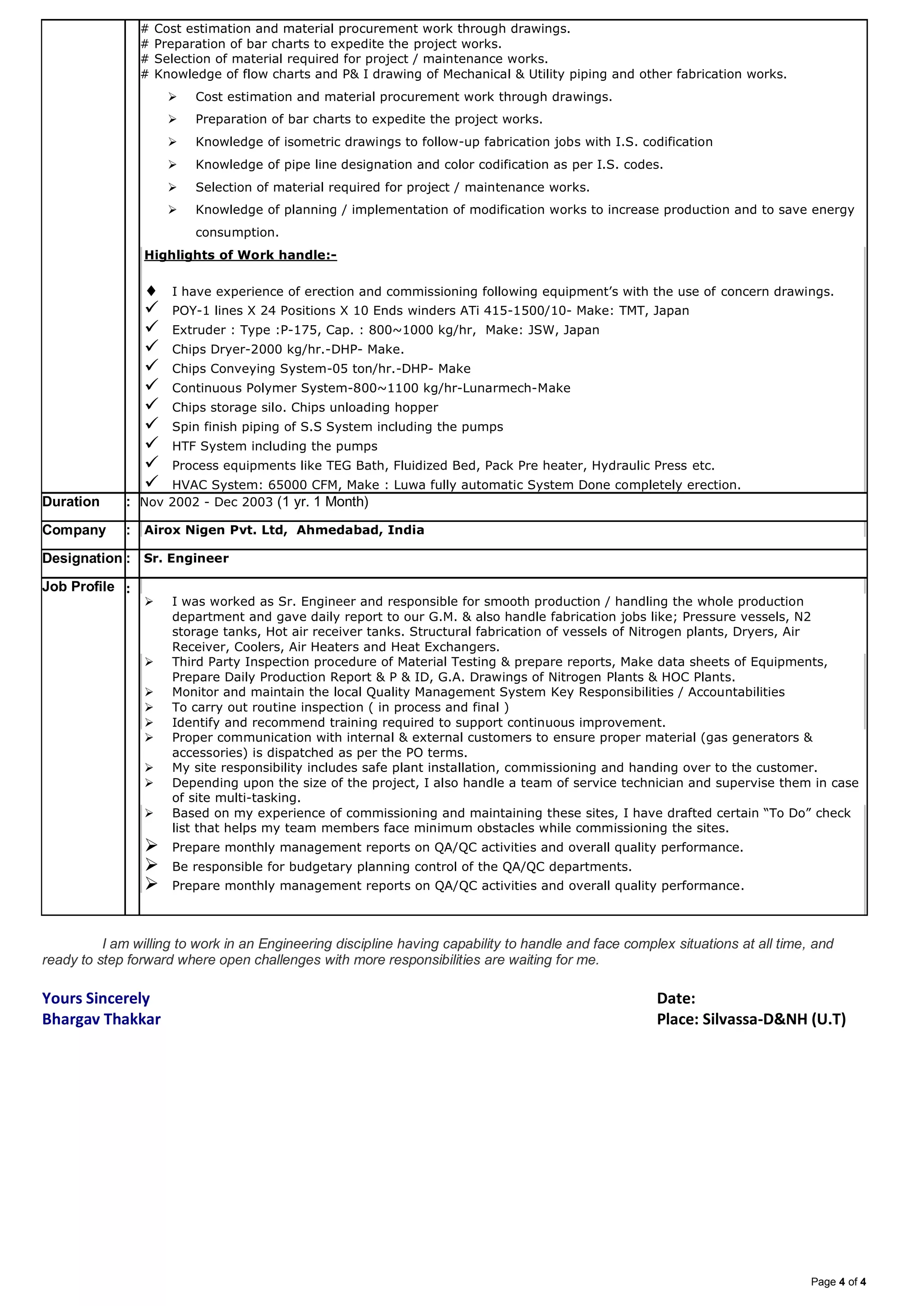 Detail Work Profile_Bhargav Thakkar | PDF