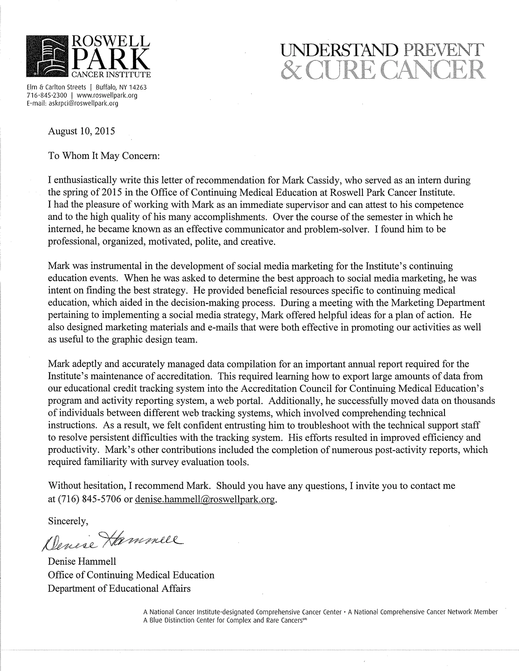 Cassidy recommendation letter | PDF