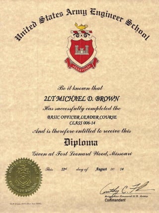 USAES BOLC Diploma - Brown M 6353 | PDF
