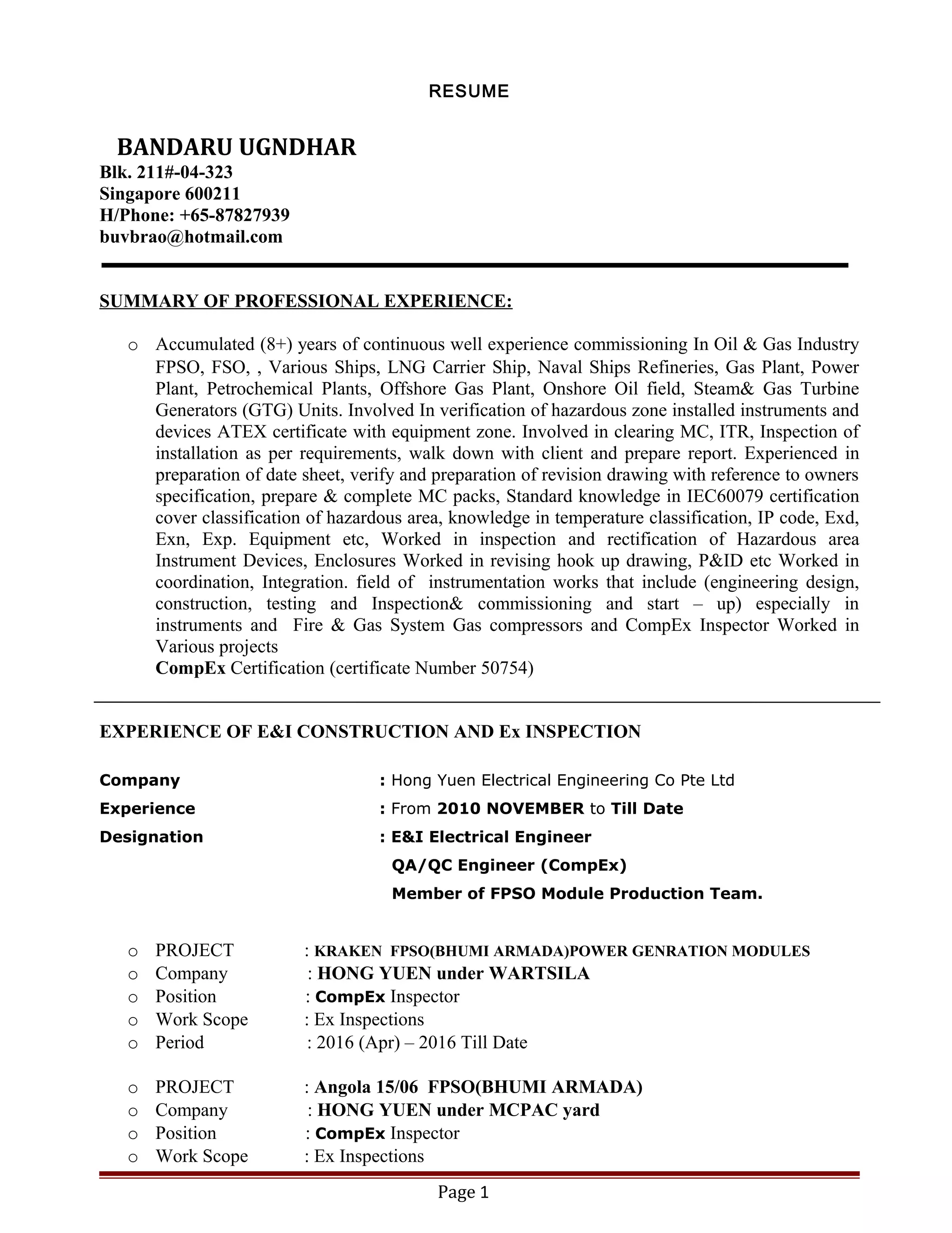 ugandhar CompEx resume | DOC