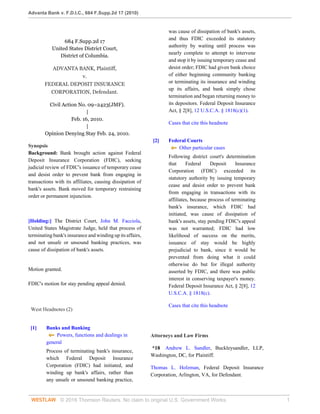 Advanta Bank v FDIC | PDF