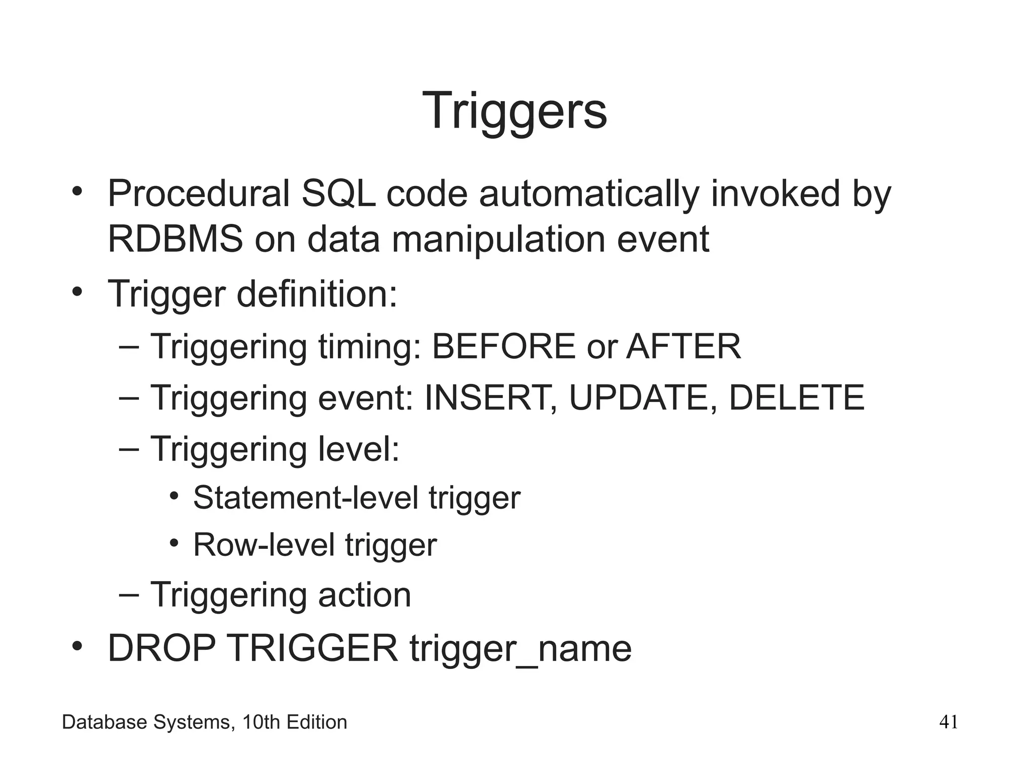 Database system Design Chapter 8 Advance SQL | PPT