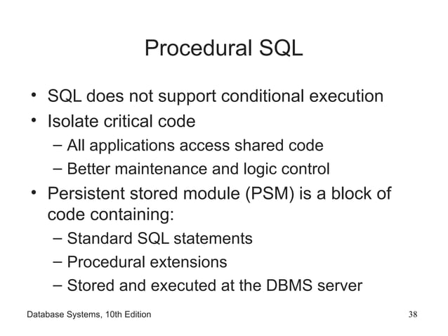 Database system Design Chapter 8 Advance SQL | PPT