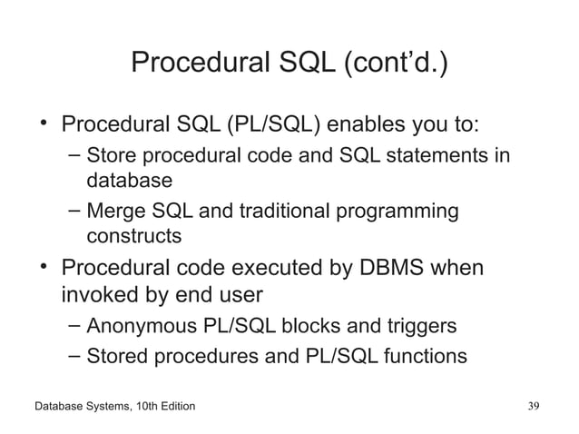 Database system Design Chapter 8 Advance SQL | PPT