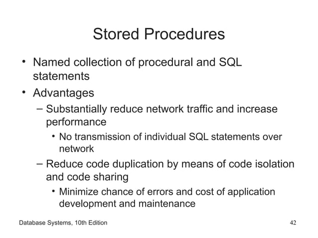Database system Design Chapter 8 Advance SQL | PPT